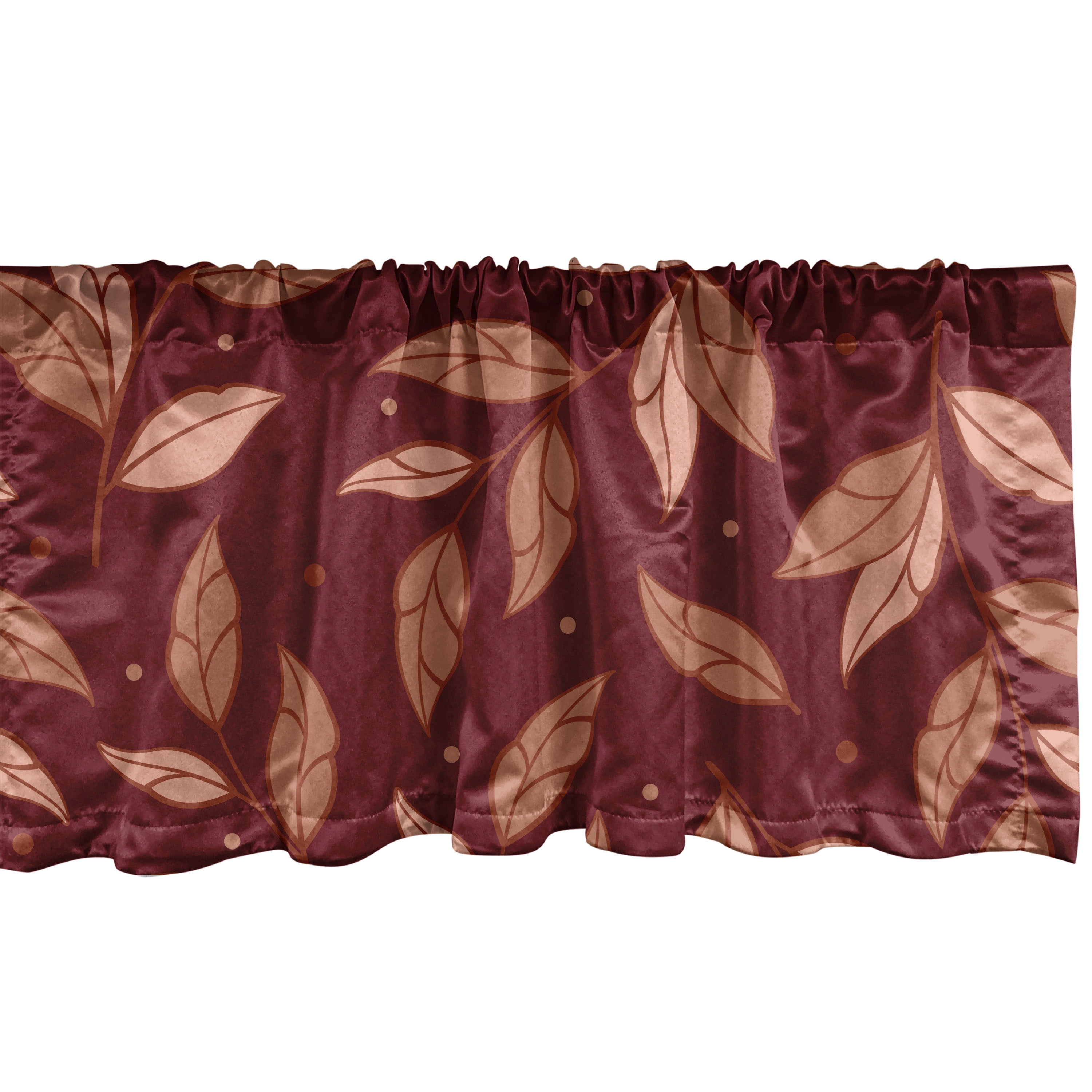 Leafy Pattern Window Valance, Autumn Colors Falling Leaves with Dots ...