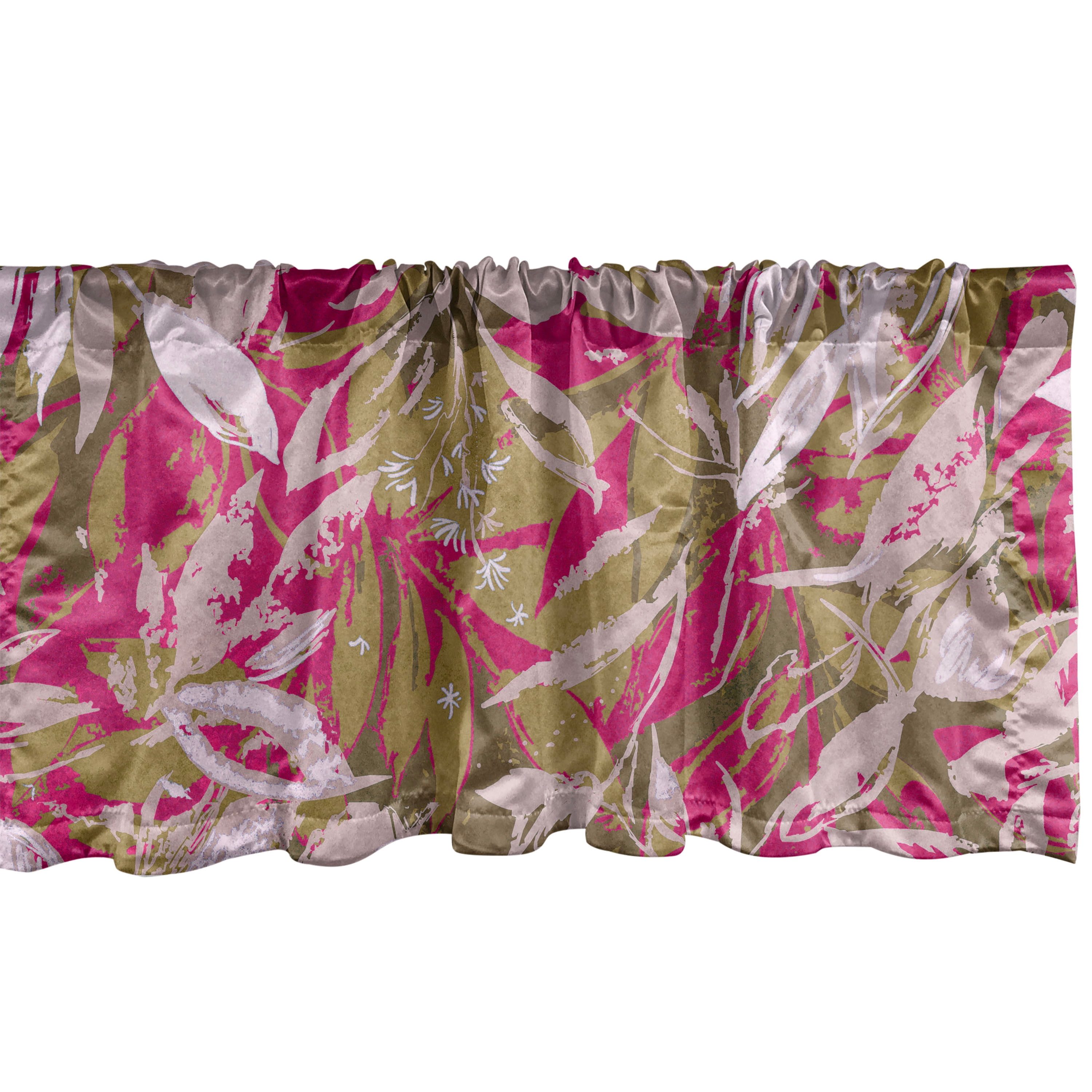 Leafy Pattern Window Valance, Romantic Autumn Vibes Nature Themed ...
