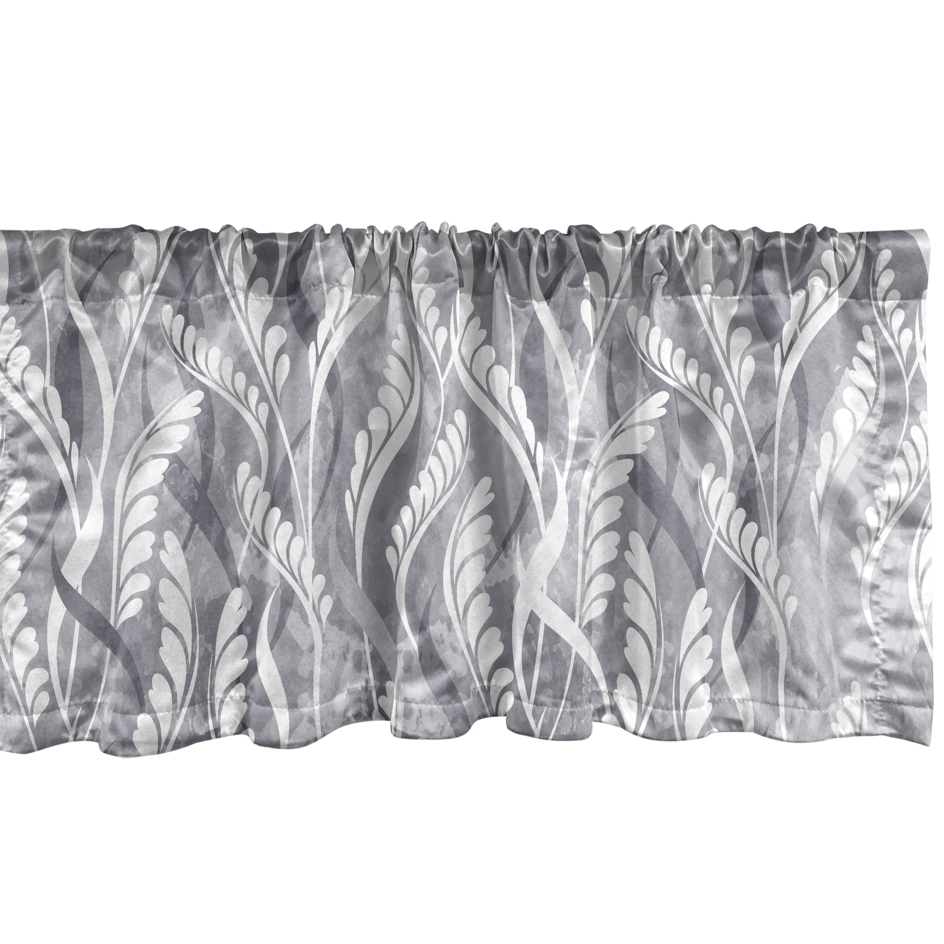 Leafy Pattern Window Valance, Simple Design Silhouettes of Forest ...