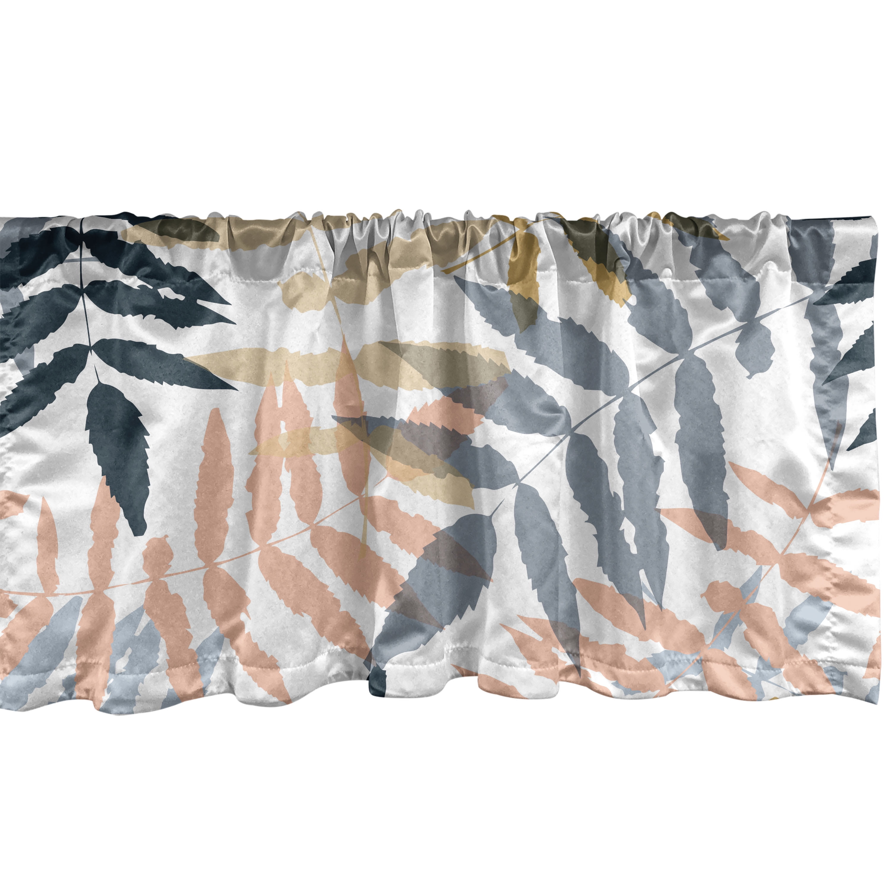 Leafy Pattern Window Valance, Tropical Design Pastel Colors Leaves ...