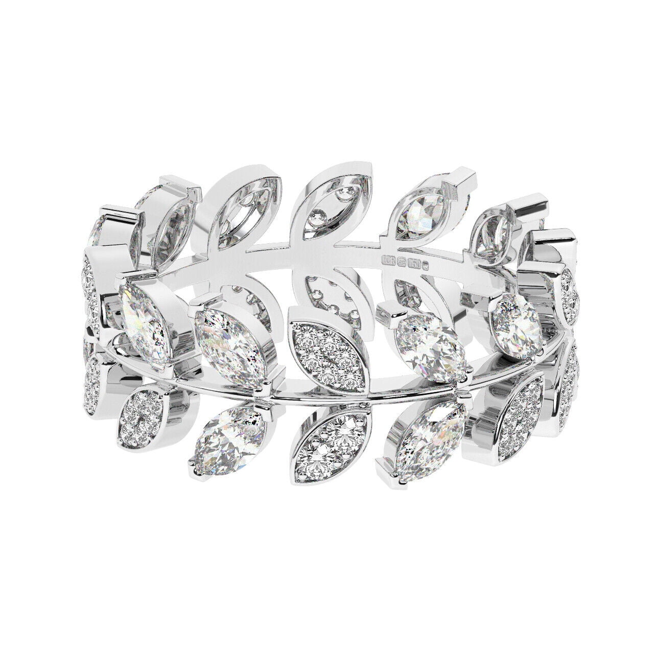 Leafy Style Design Wedding Ring, Cluster Wedding Anniversary Diamond ...