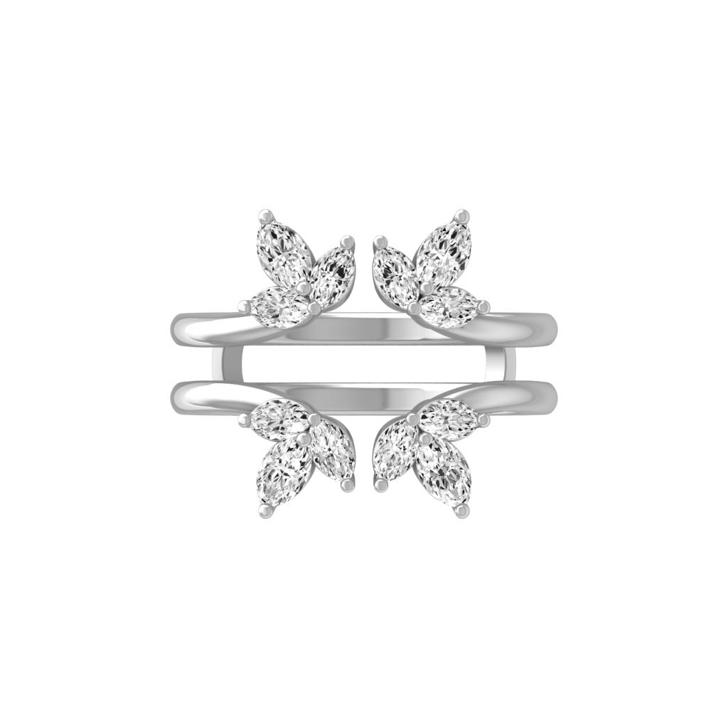 Leafy Style Enhancer Wedding Band, Marquise Cut Diamond Enhancer Ring ...