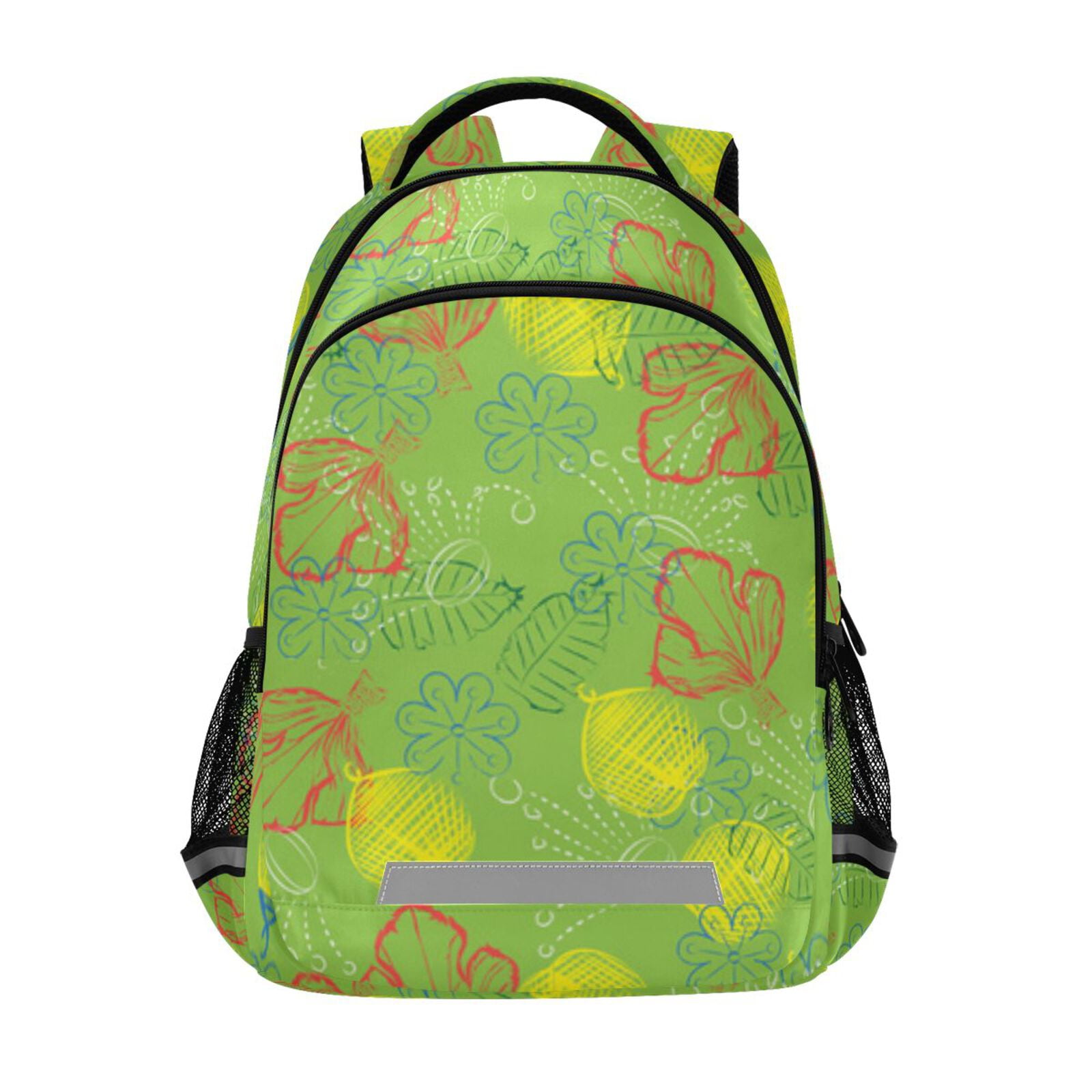 Leafy fruit vibrant green pattern Backpacks with Safety Reflective ...