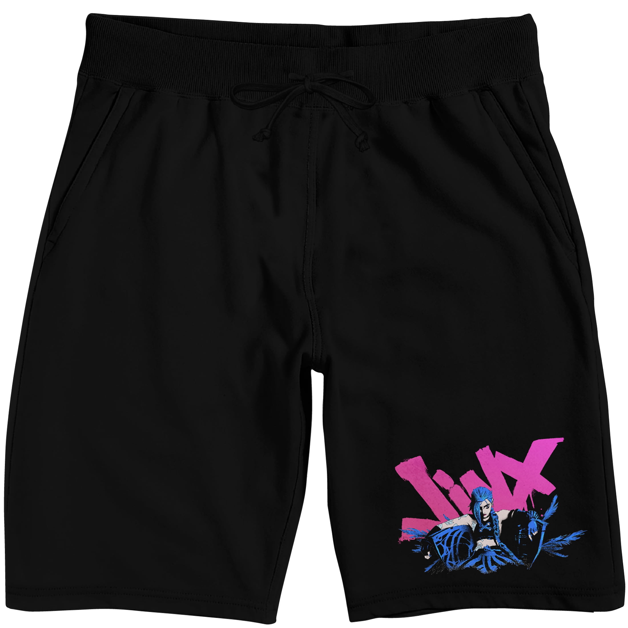 League Of Legends Arcane Jinx Name Text Adult Black Sleep Pajama Shorts ...
