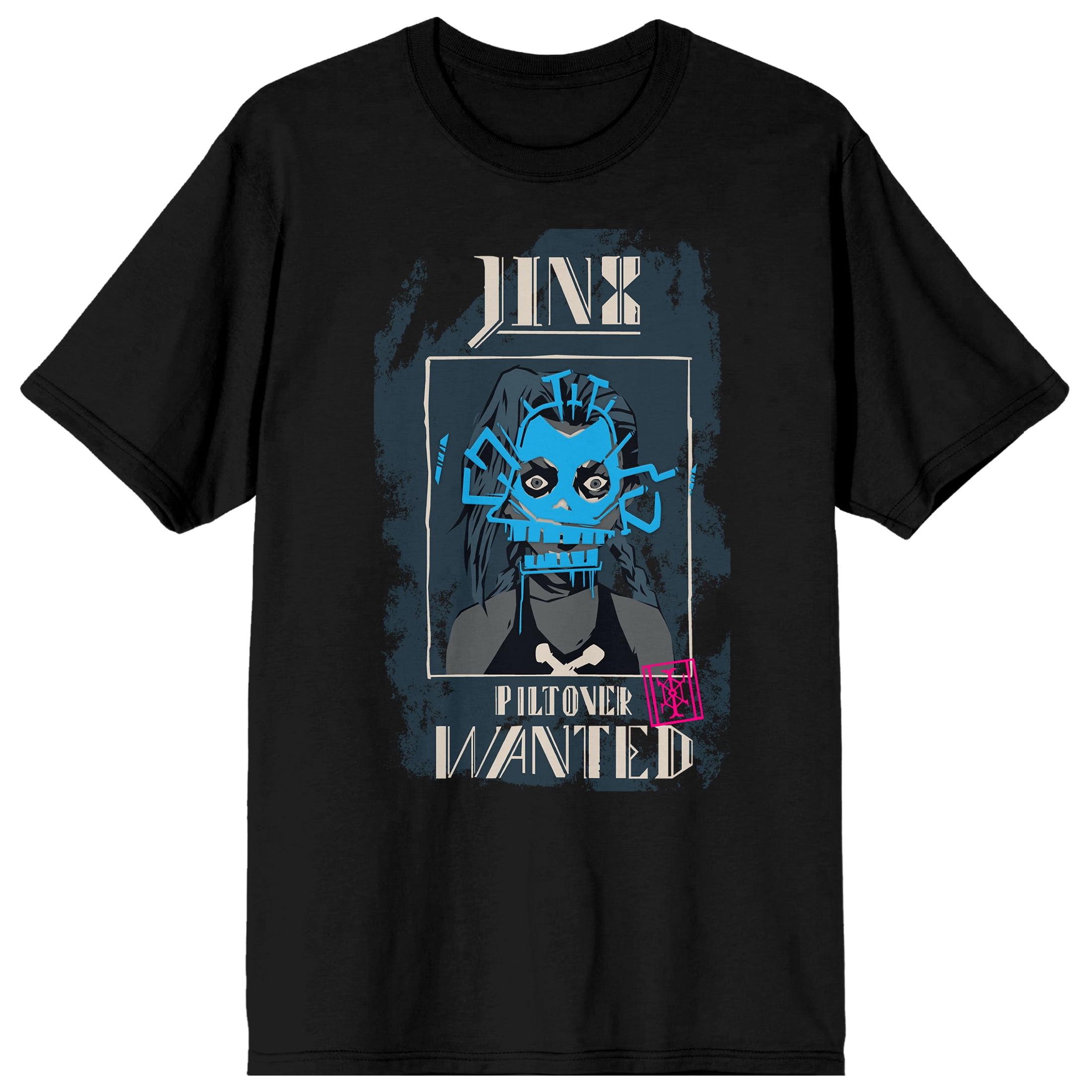 League Of Legends Arcane Puff Print Jinx Wanted Poster Adult Black Crew ...