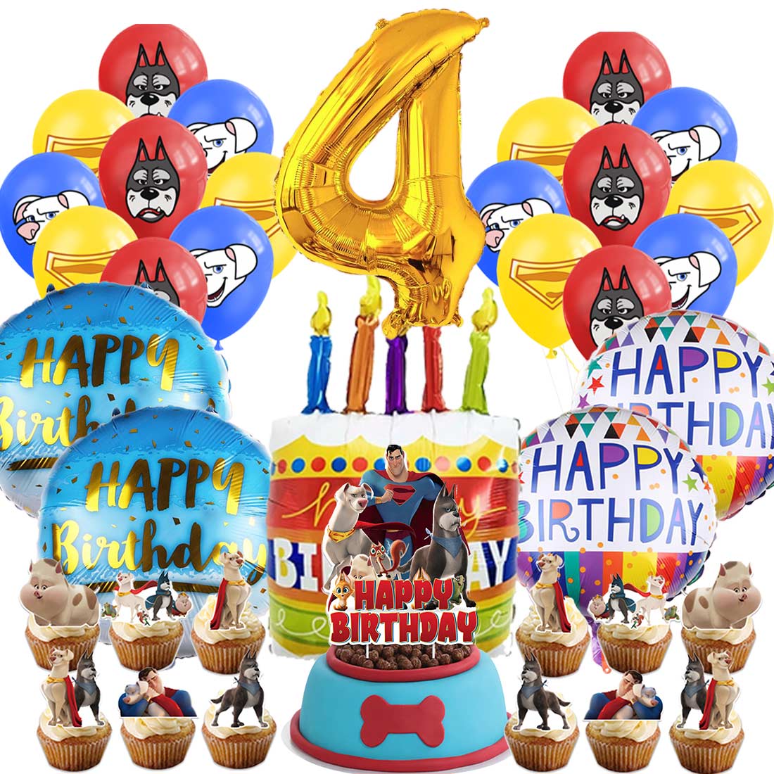 League of Super-Pets Party Supplies 4th Decor Kit Balloons Birthday ...