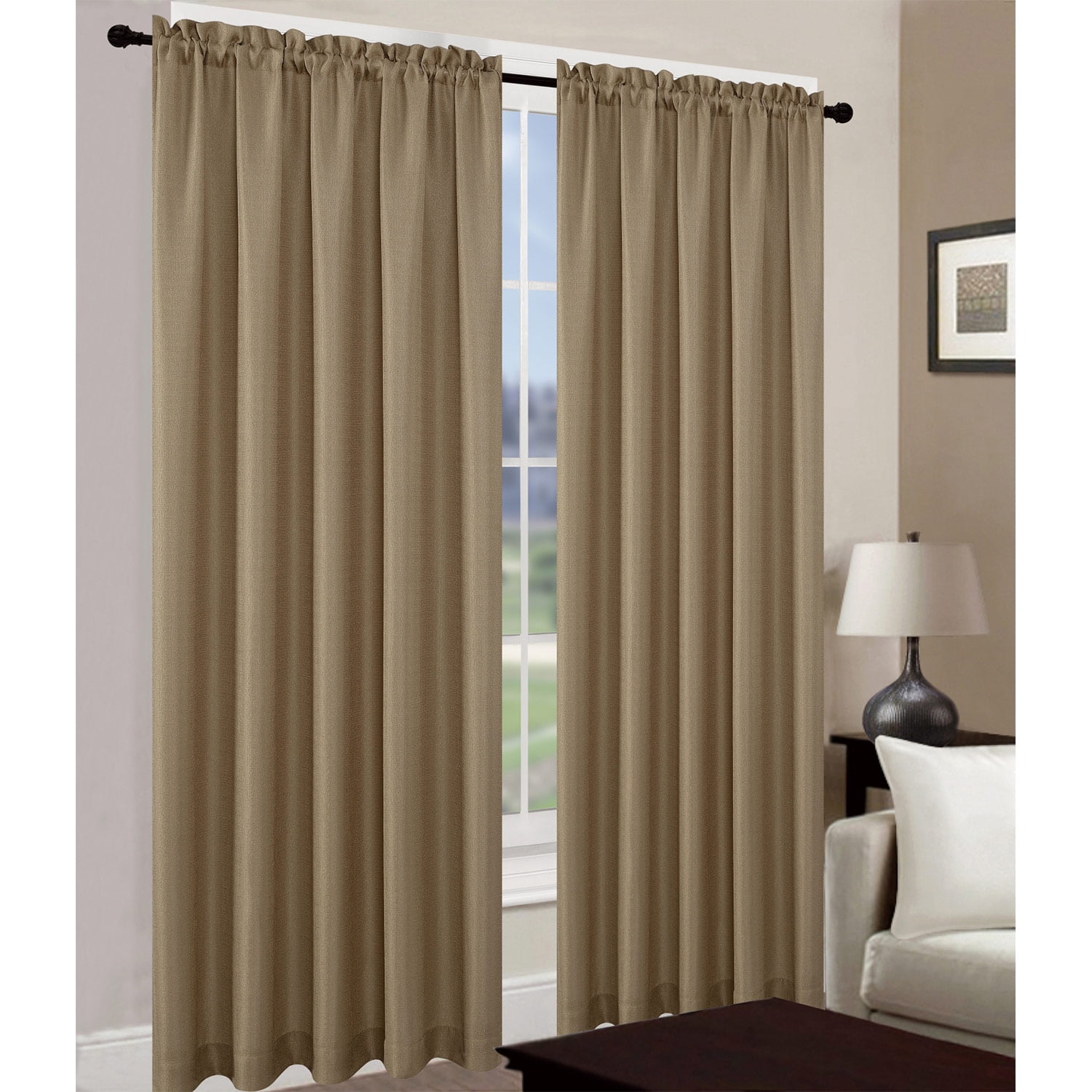 Leah Jacquard Rod Pocket Window Panel, Mocha, 54x84 Inches - Walmart.com