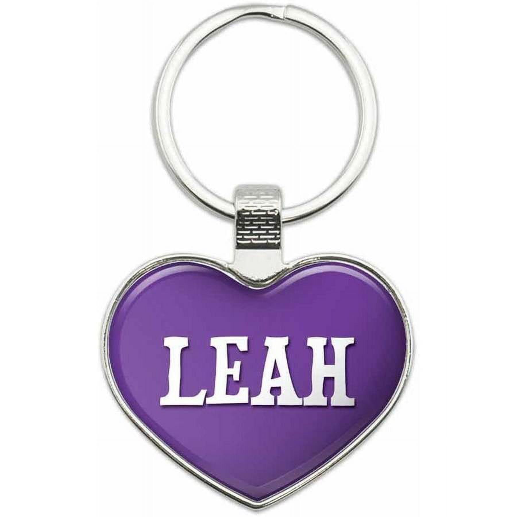 Leah - Names Female Metal Heart Keychain Key Chain Ring, Purple ...