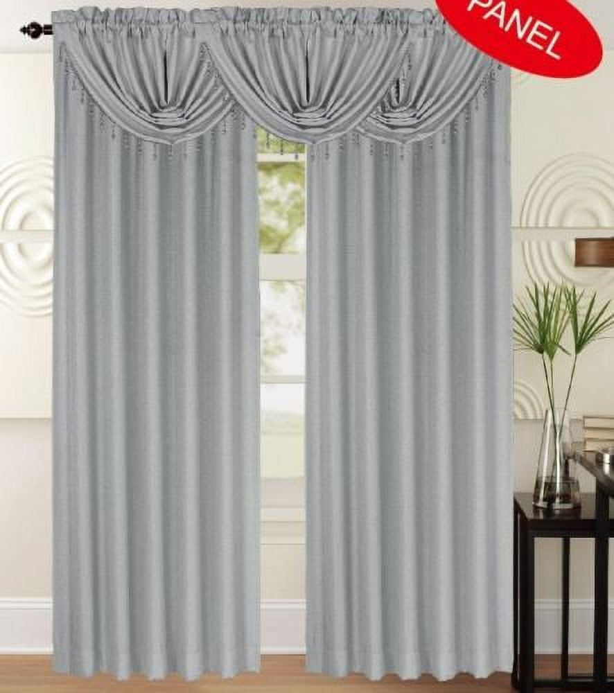 Leah Textured Curtain Panel, 84" Long Draperies, Silver, Each Panel Is ...