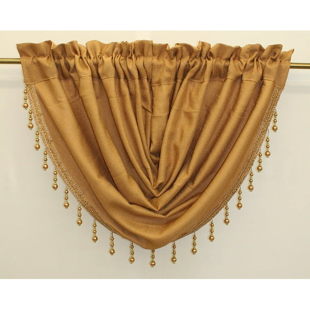 Leah Textured Waterfall Valance, Rod Pocket Top, Gold, Each Valance Is ...