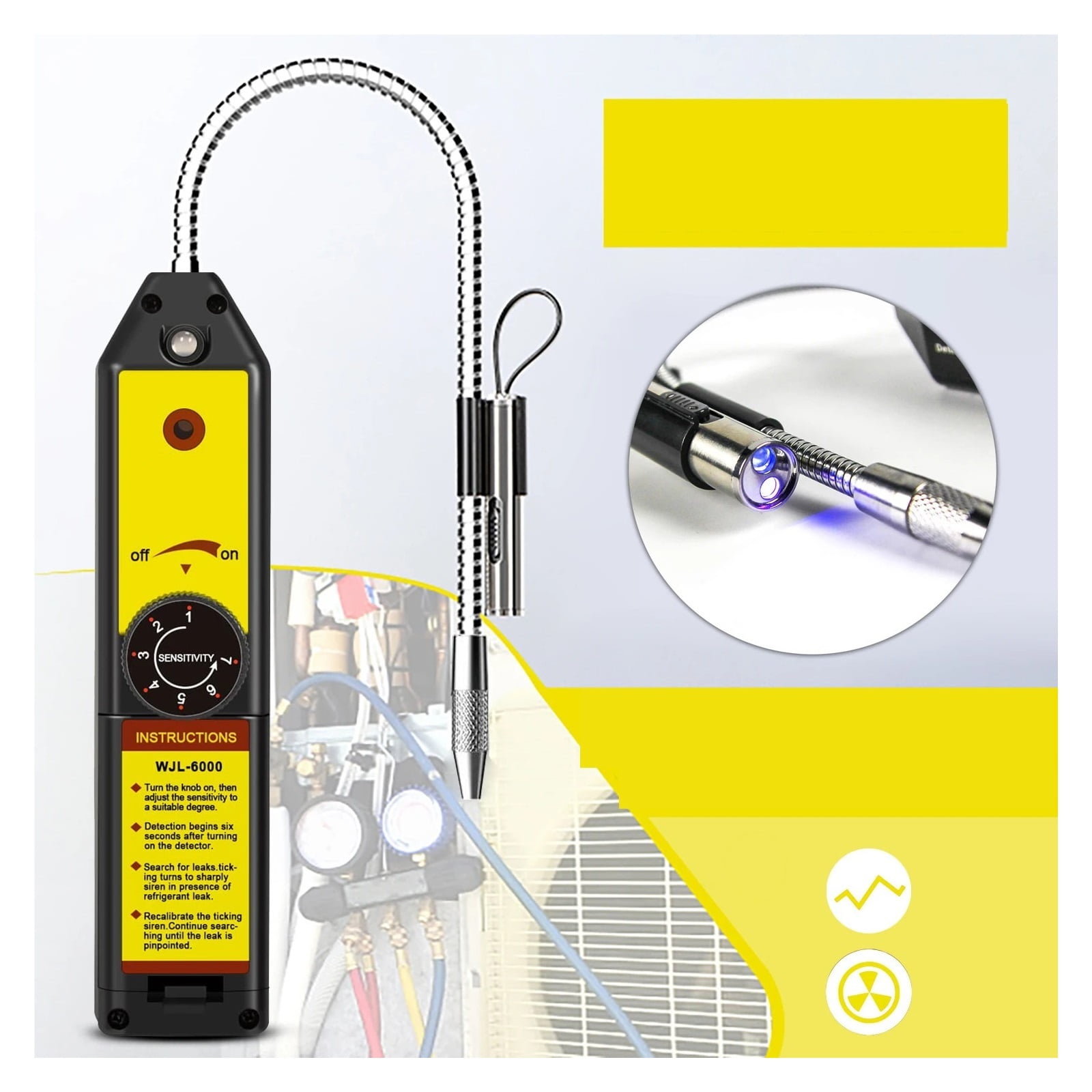Leak Detector Refrigerant Halogen Leak Detector Portable Tester Tool ...