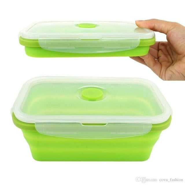 Leak Proof Bento Lunch Box Silicone Collapsible 800ML Food Storage Meal Prep Containers, BPA ...