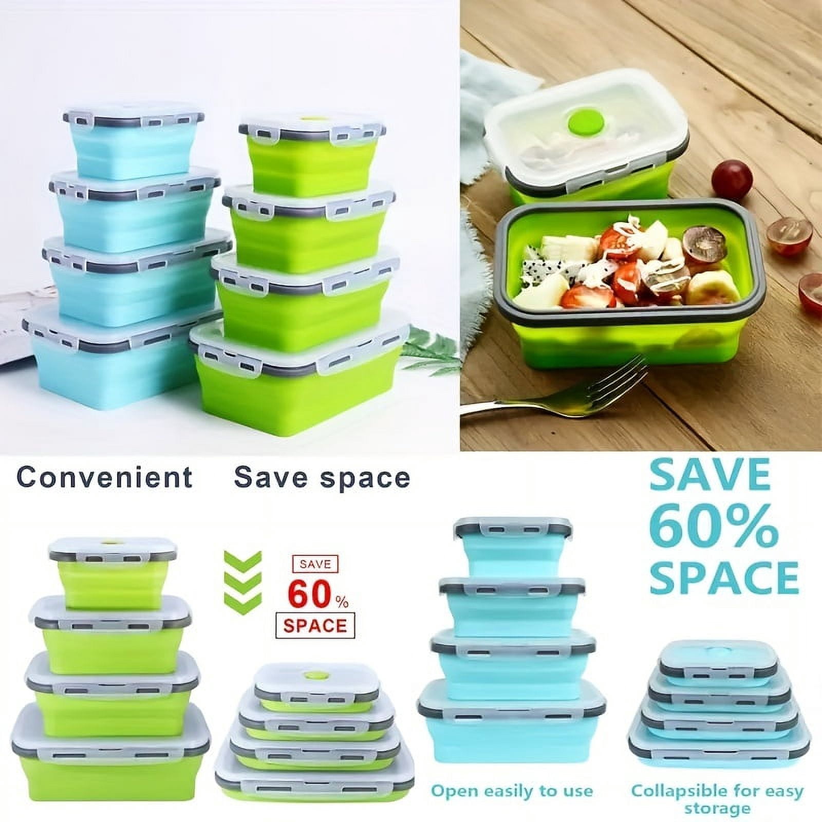 Leak-Proof, Collapsible Silicone Meal Prep Box - Microwave & Dishwasher ...