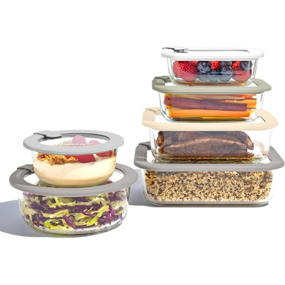 Leak-Proof Glass Food Storage - 12-Piece Set 1-Compartment Plastic ...
