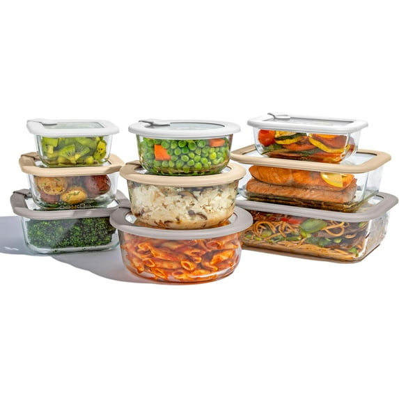 Leak-Proof Glass Food Storage - 18-Piece Set 1-Compartment Plastic ...