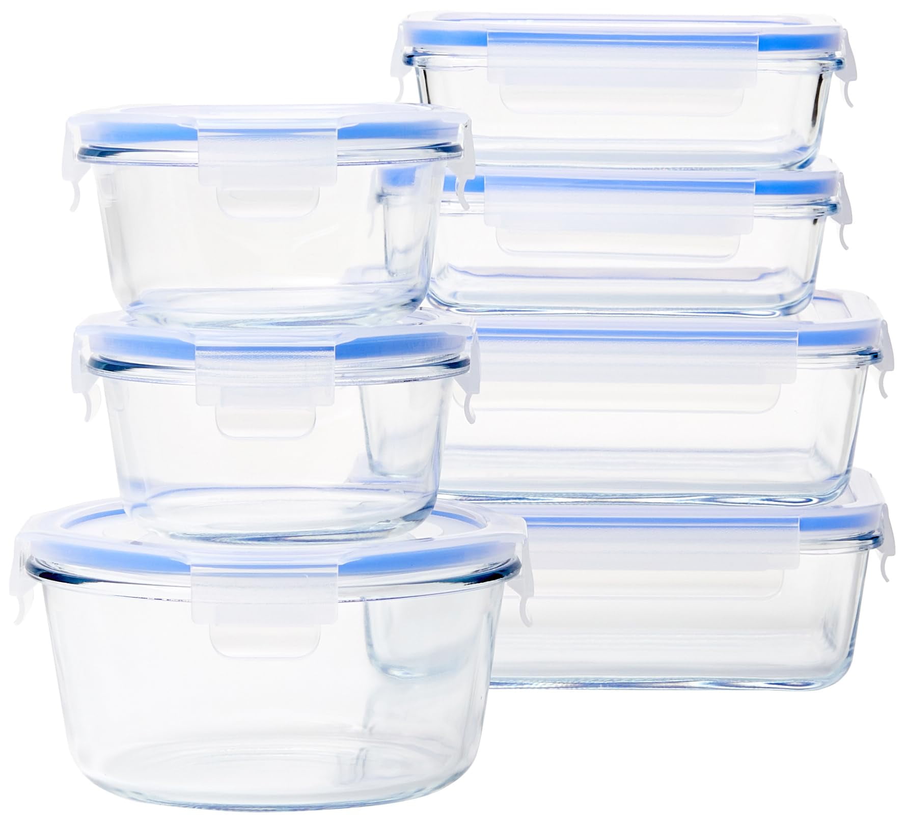Leak-Proof Glass Locking Lids Food Storage Containers, 14-Piece Set, 7 ...