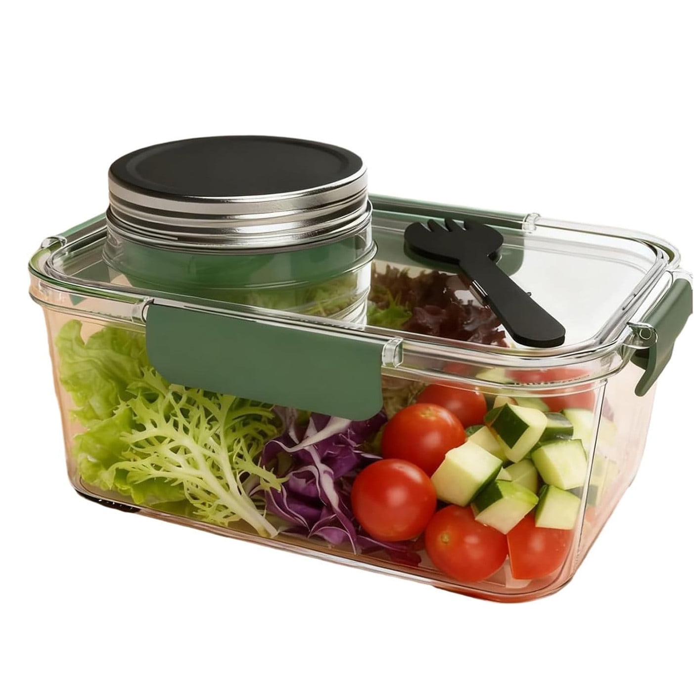 Leak Proof Salad Container Set With Removable Dressing Cup Plastic Meal ...