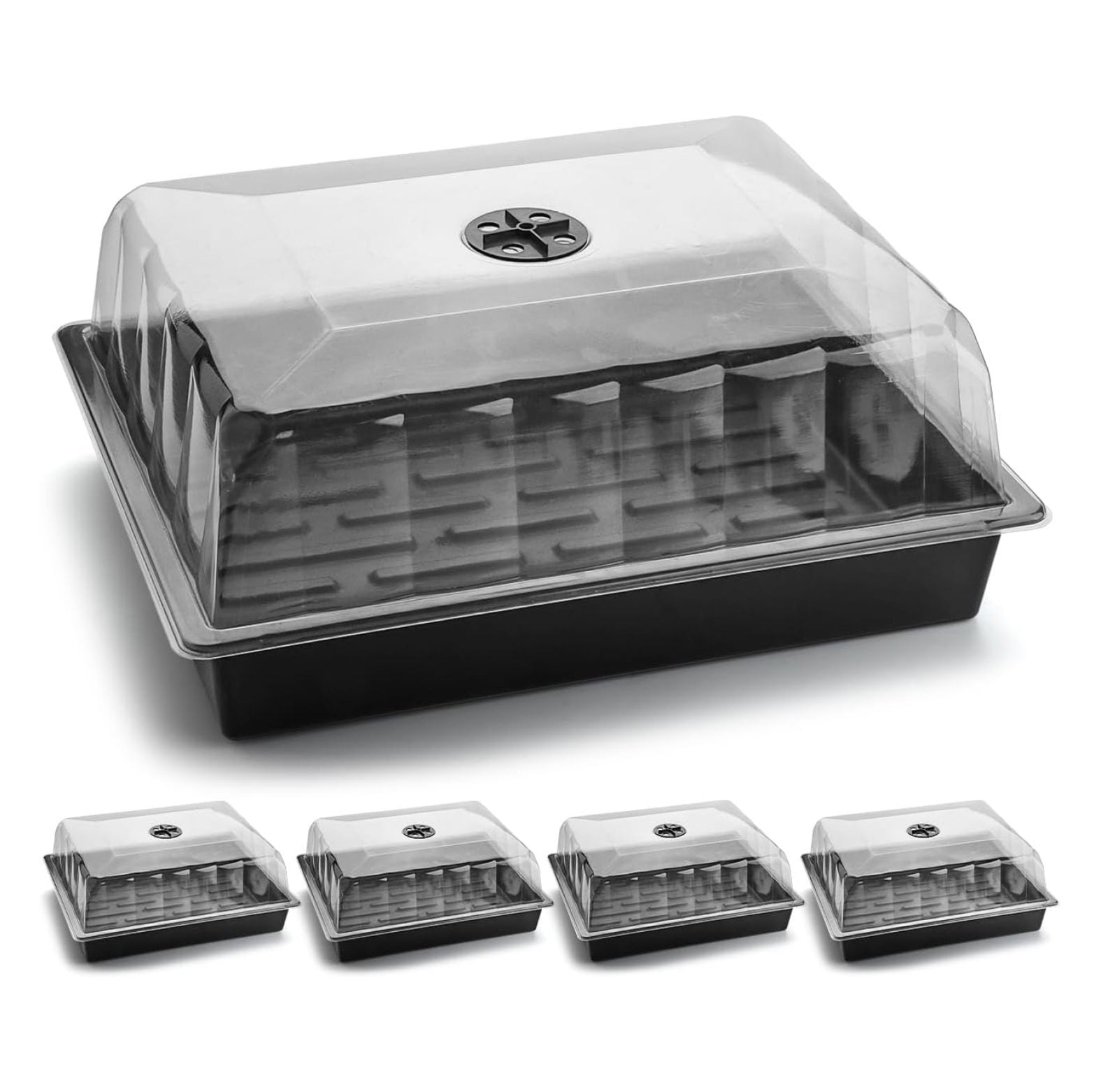 Leak-Proof Seed Starter Trays with 4" Humidity Dome & Drip Tray - 5 ...