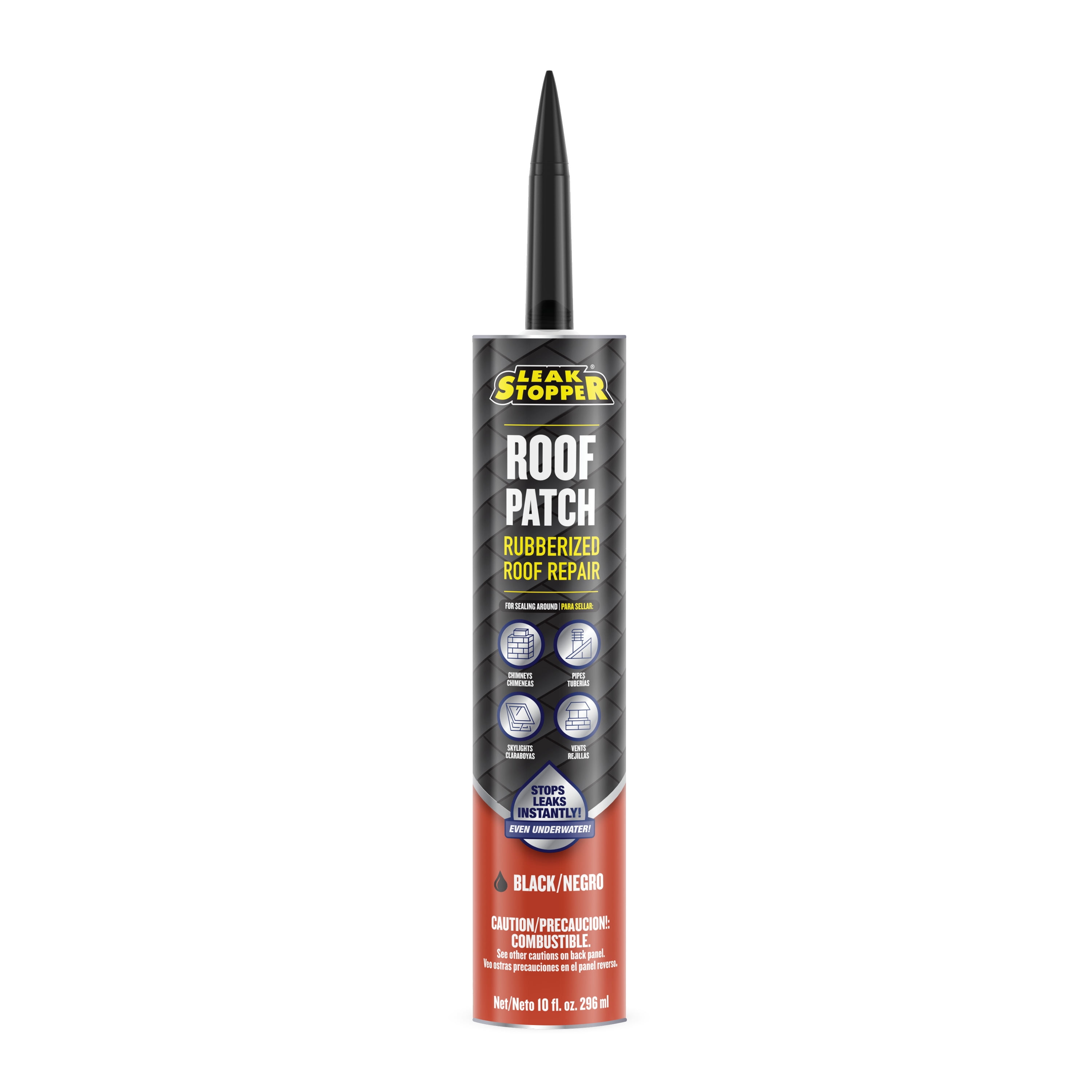 Leak Stopper 10 oz. Black Rubberized Roof Patch, Lasts 2-3x Longer than ...