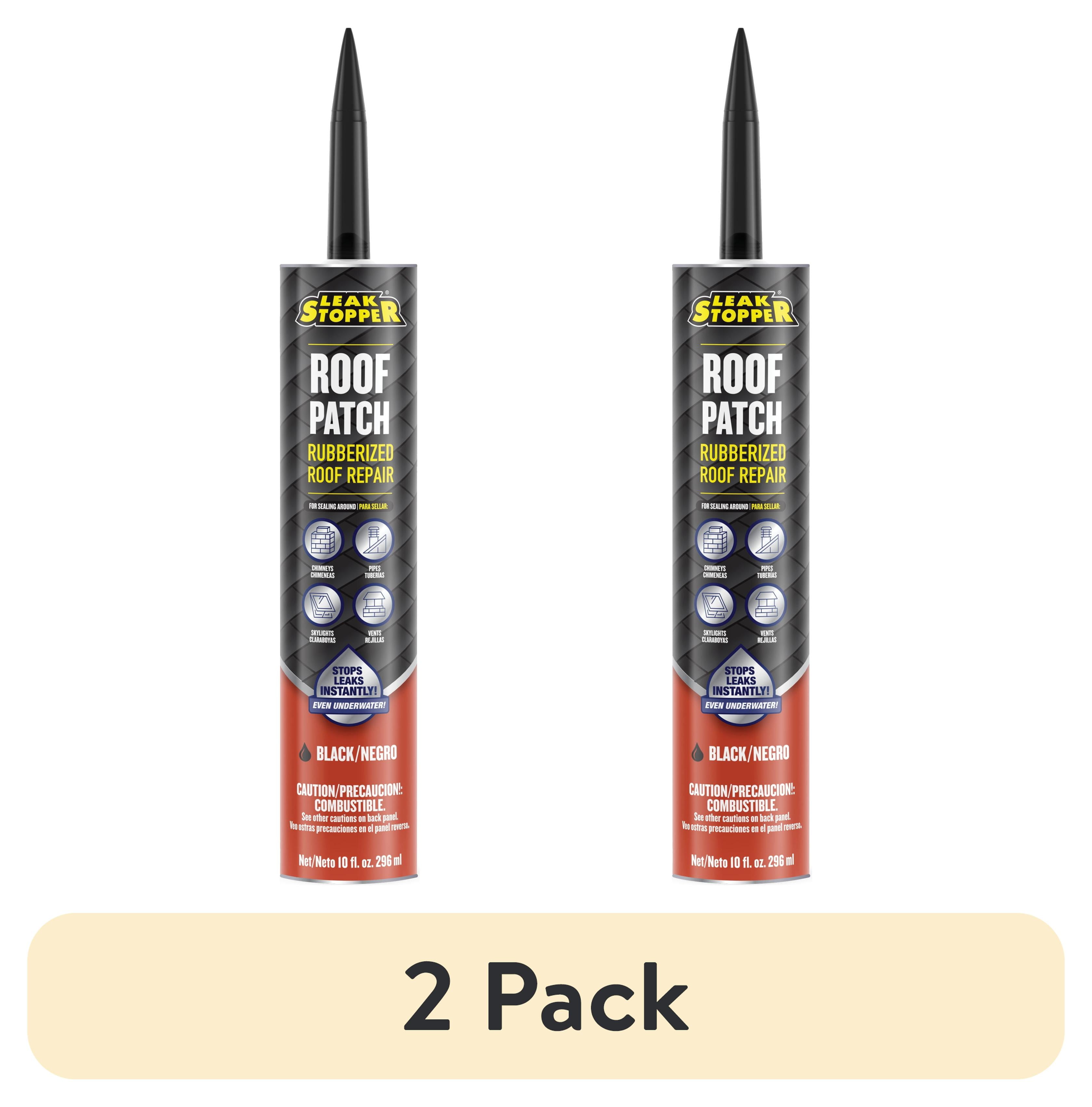 (2 pack) Leak Stopper 10 oz. Black Rubberized Roof Patch, Lasts 2-3x ...