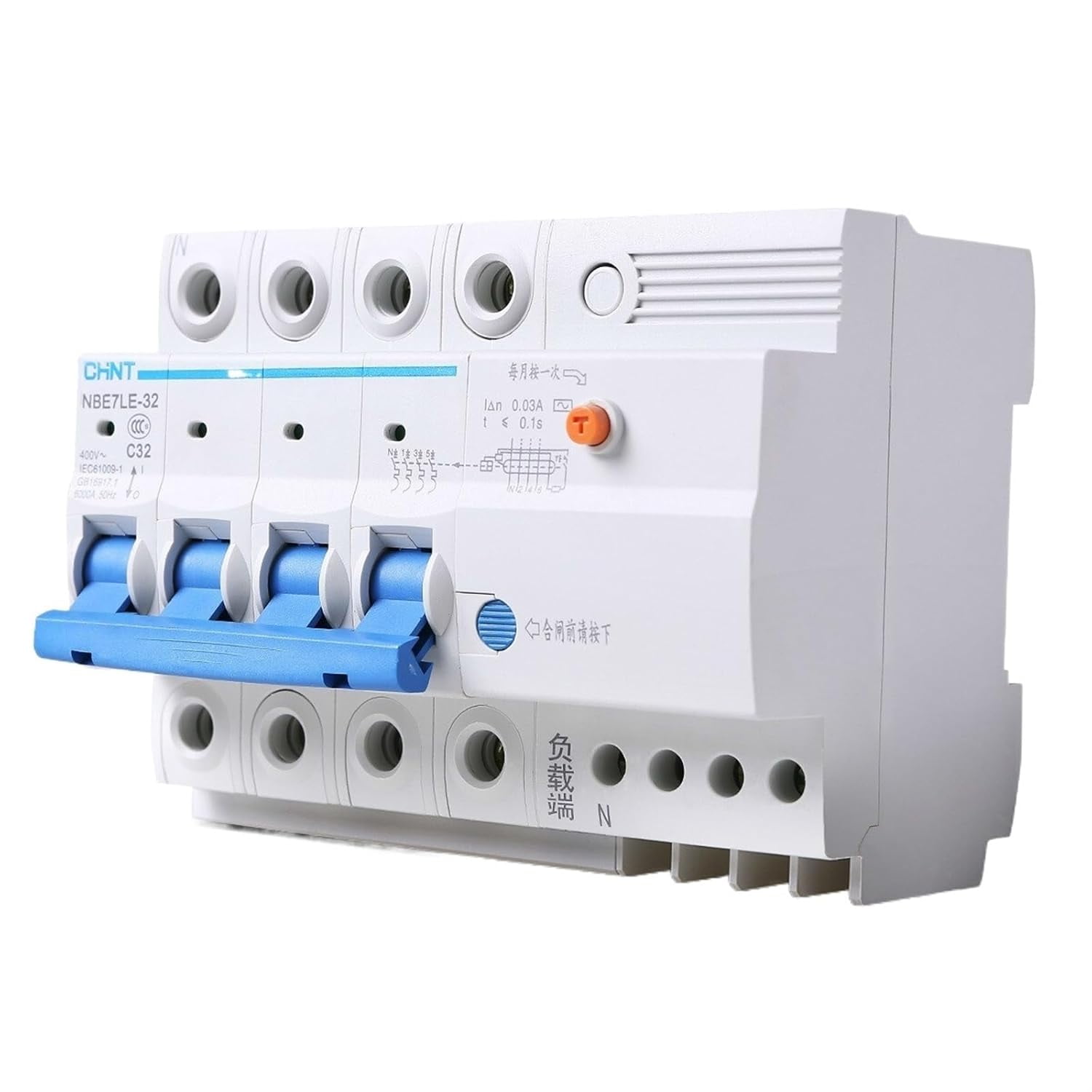 Leakage Protection Leakage Circuit Breaker NBE7LE 4P 16A 20A 25A 32A 40A 63A with Leakage ...