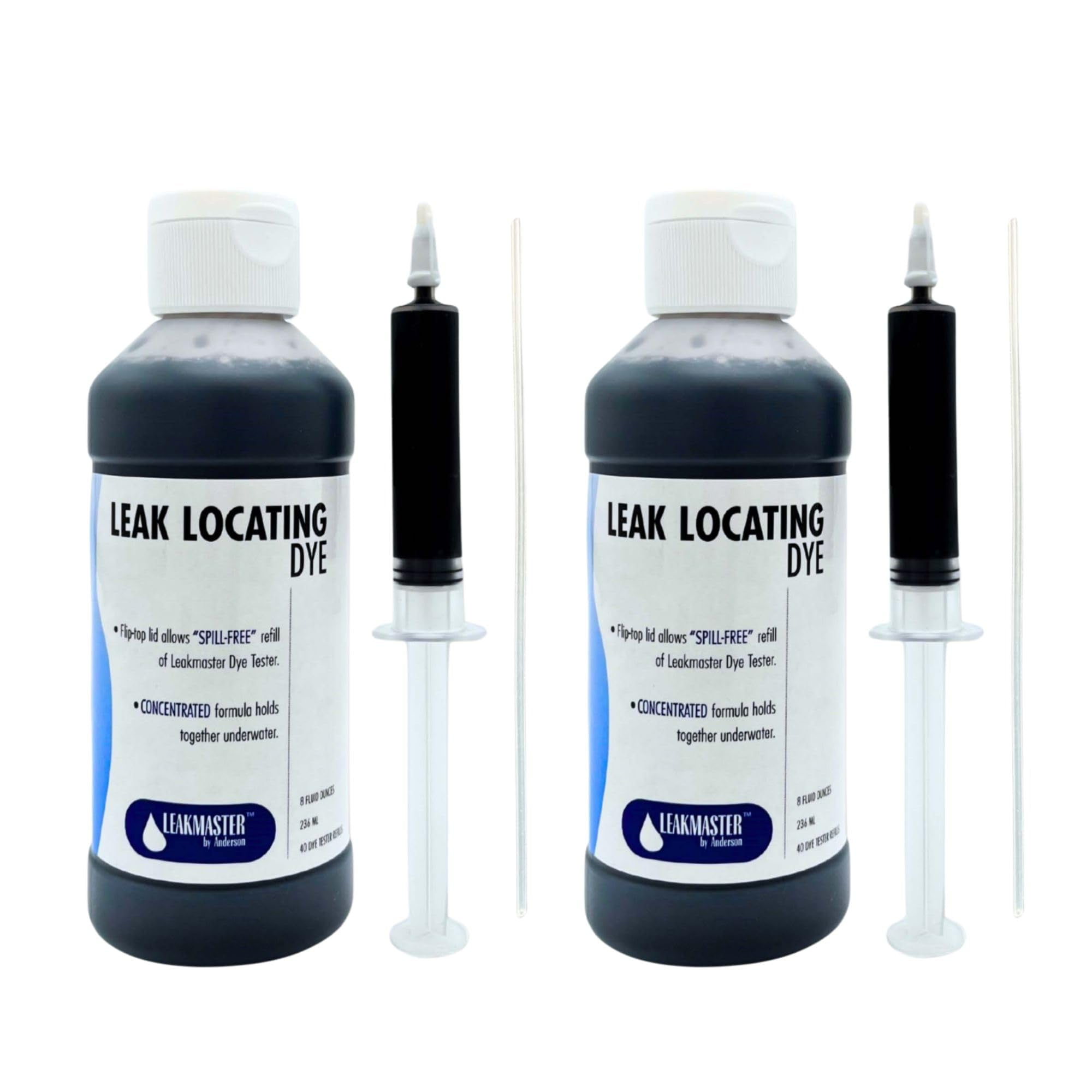 Leakmaster Pool Leak Detection Kit ? 8 oz Blue Dye with Reusable Syringe ? High-Visibility Leak ...