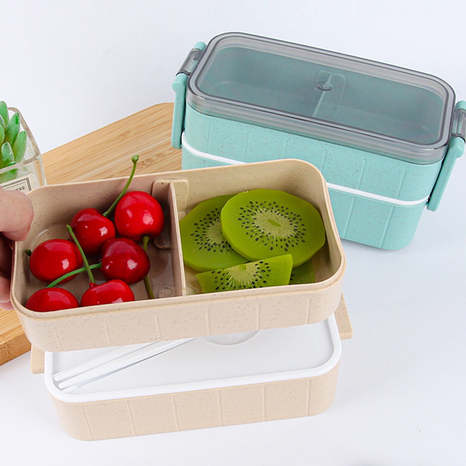Leakproof Bento Box, Double Compartment Lunch Box, Food-Grade Plastic ...