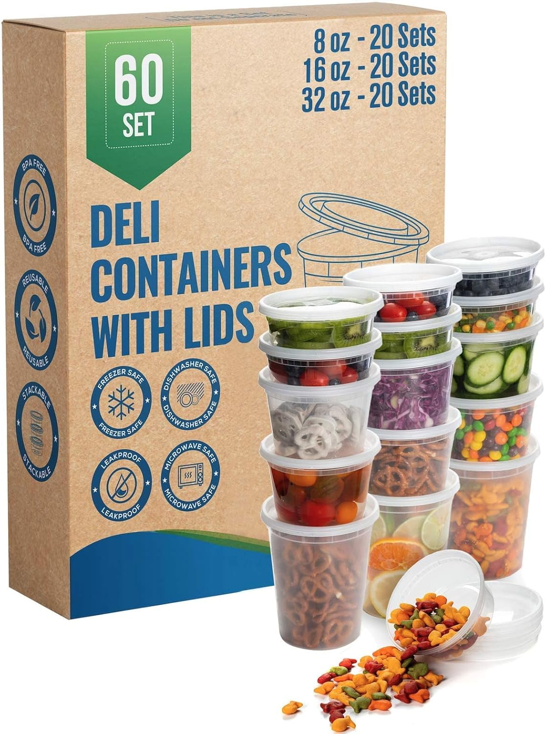 Leakproof Combo Pack , Deli Plastic Food Containers with Lids ...
