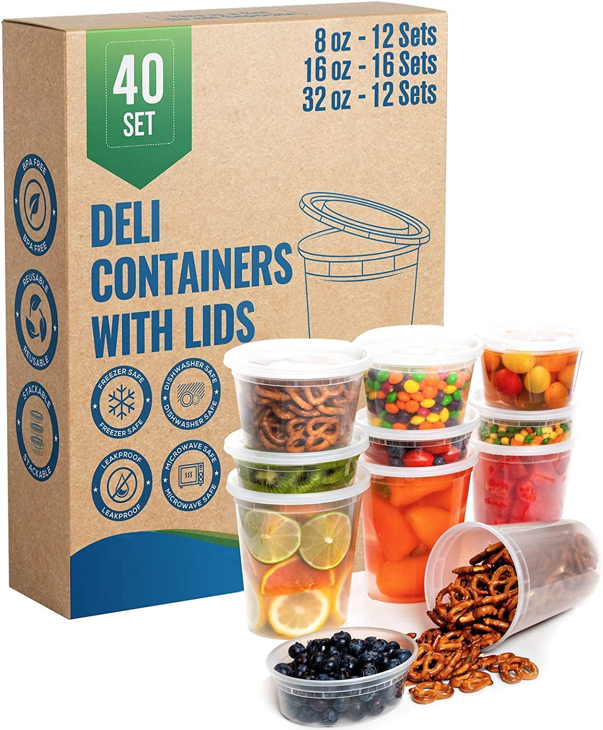 Leakproof Combo Pack Slime Small, Deli Plastic Food Containers with ...