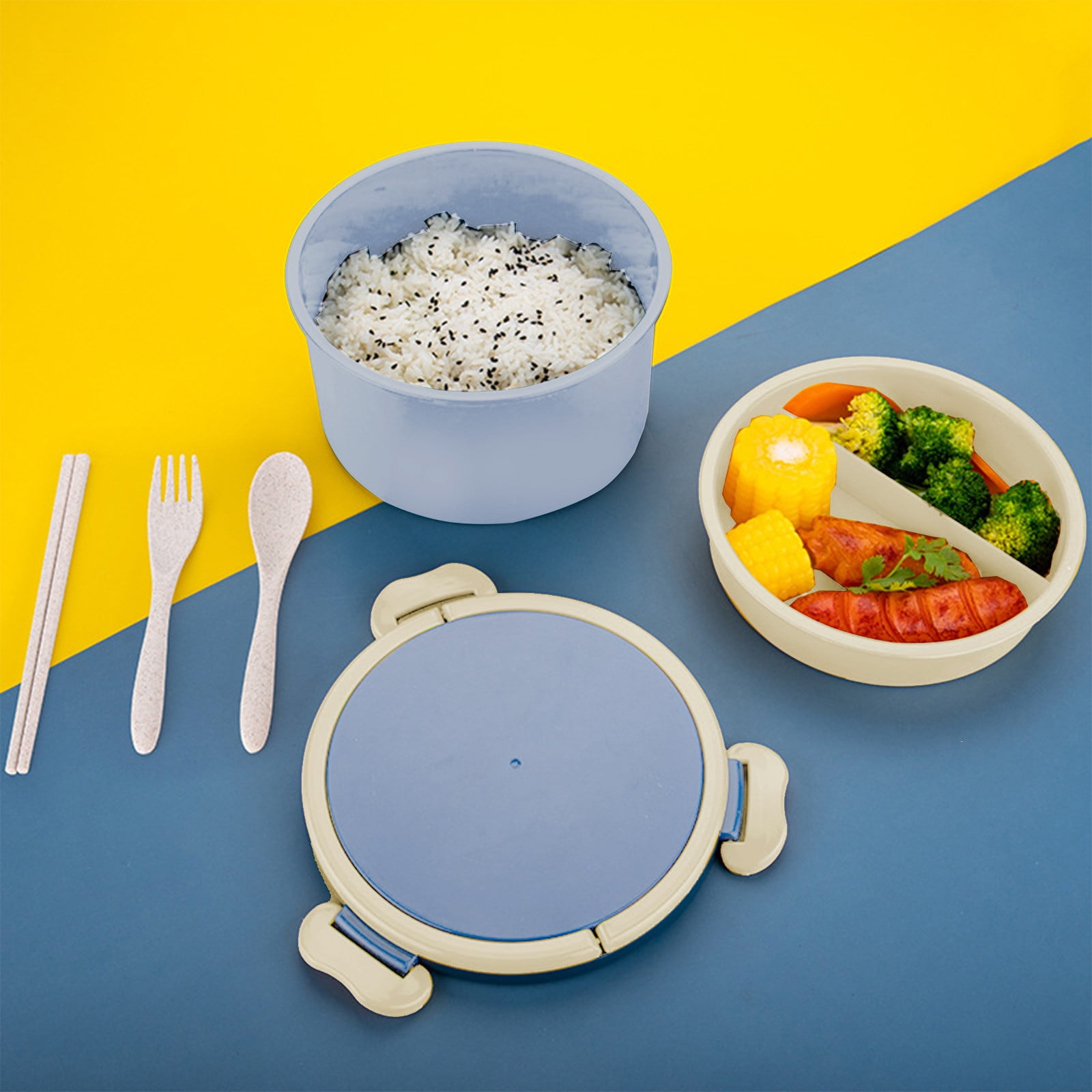 Leakproof Double-Lid Bento Box for s - Microwave-Safe Plastic Lunch ...