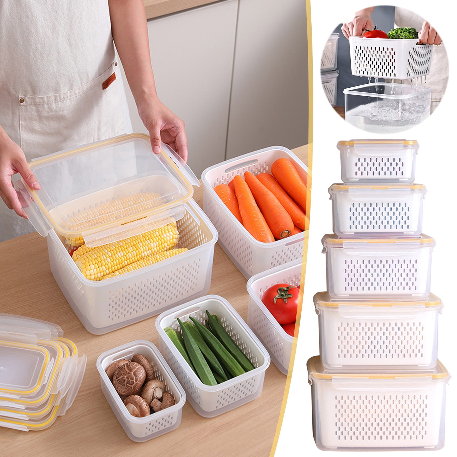 Leakproof Food Storage Containers with Removable Colander, Dishwasher ...