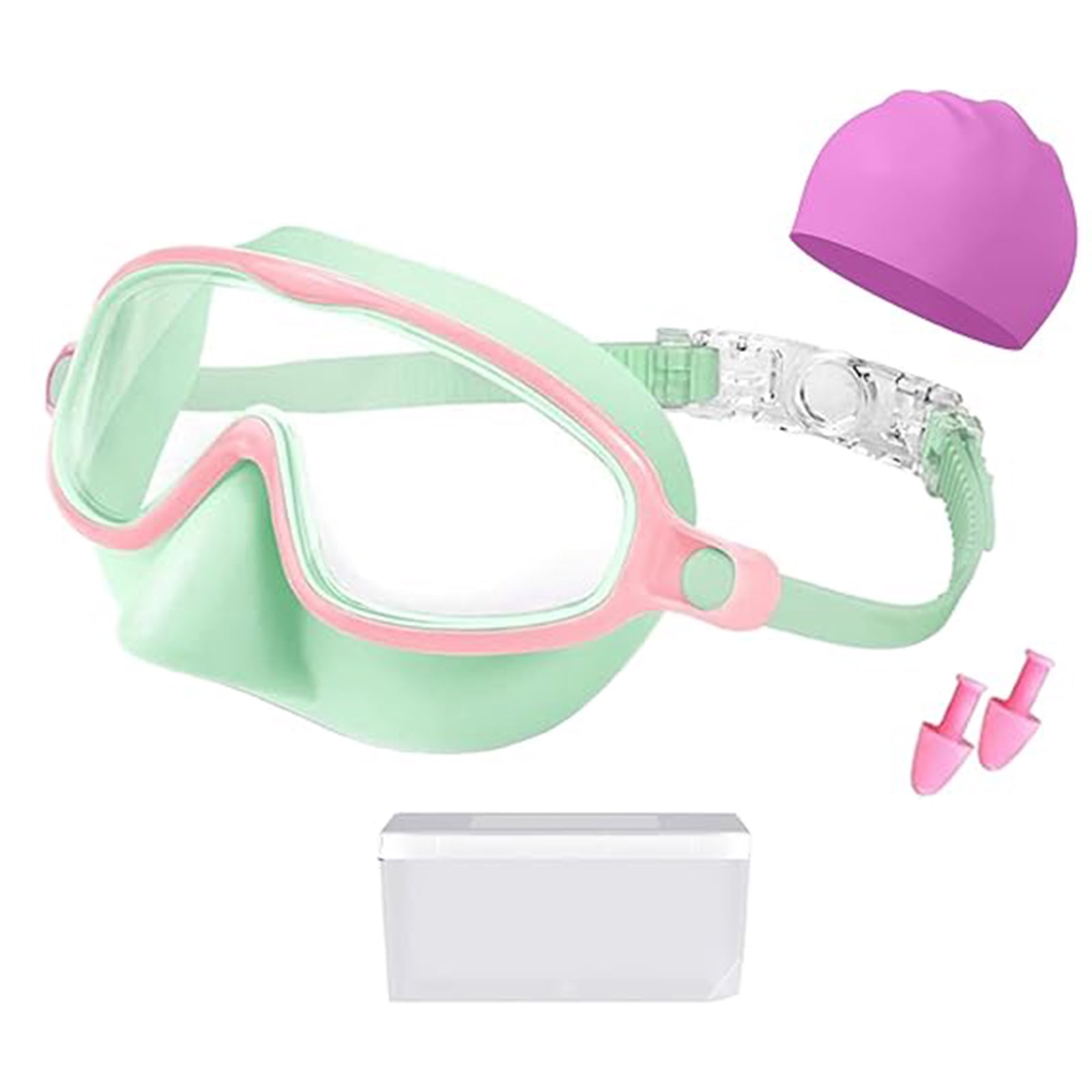 Leakproof Kids Swim Goggles Set Wide View Frogs Glasses with Earplugs ...
