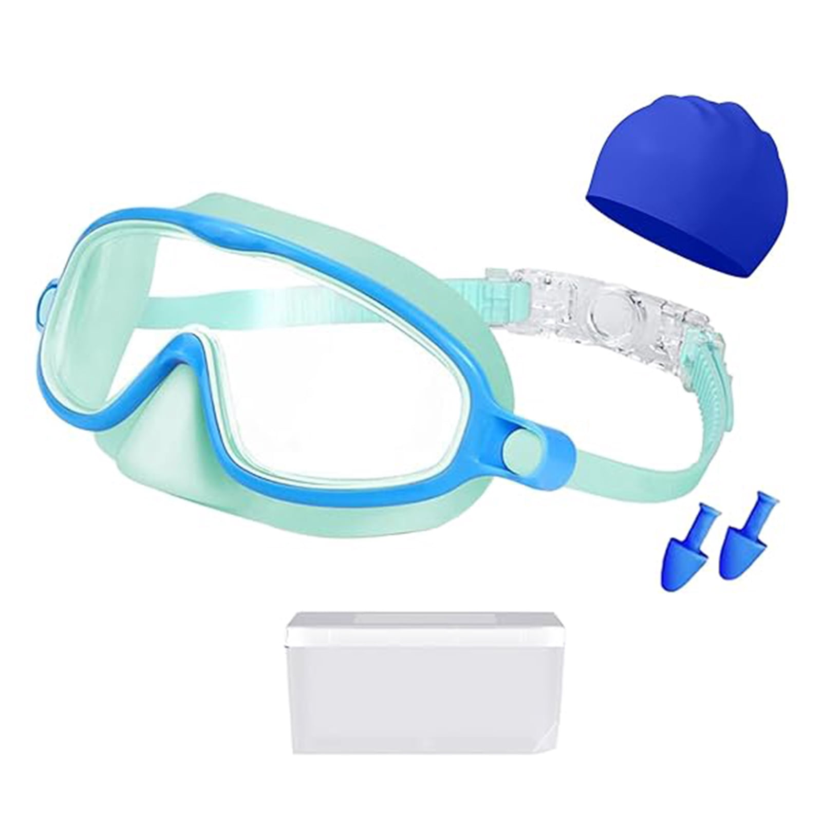 Leakproof Kids Swim Goggles Set Wide View Frogs Glasses with Earplugs ...