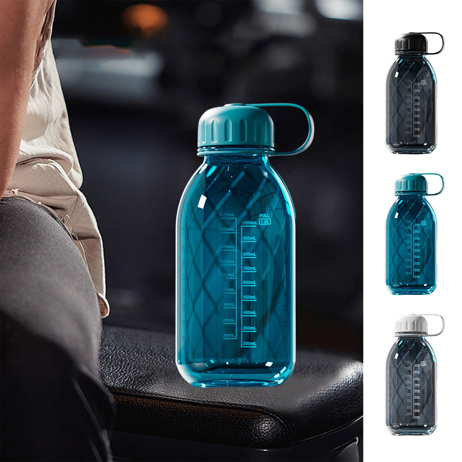 Leakproof Sports Water Bottle 1500ml with Handle | Wide Mouth Gym Water ...