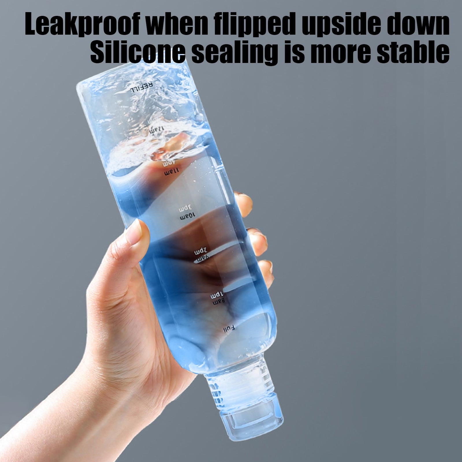 Leakproof Water Bottle with Timer Markings, Transparent Plastic Travel ...