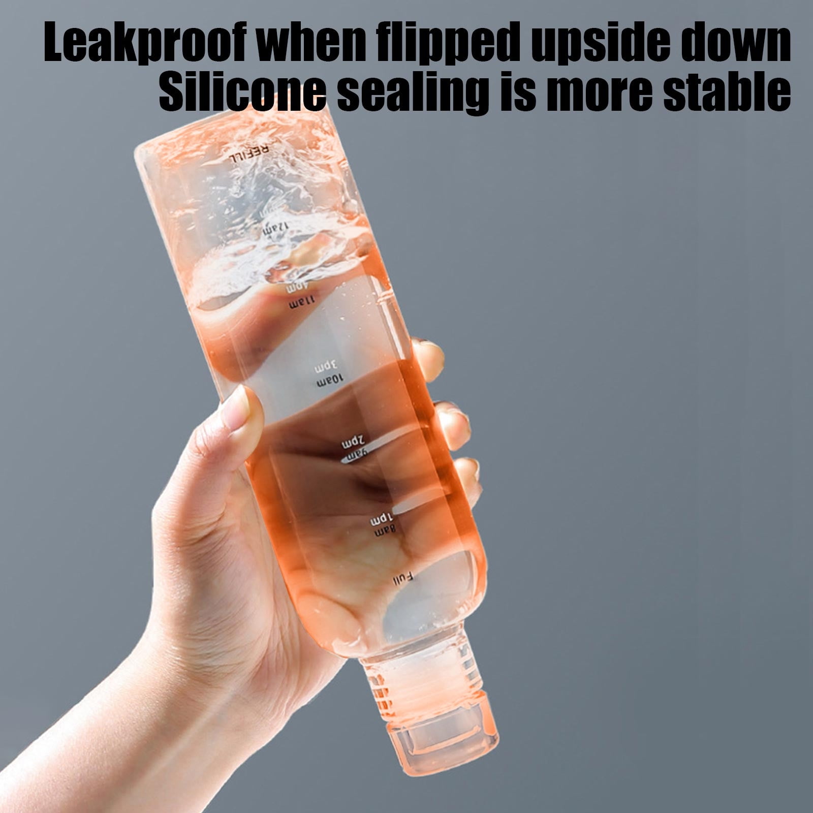 Leakproof Water Bottle with Timer Markings, Transparent Plastic Travel ...