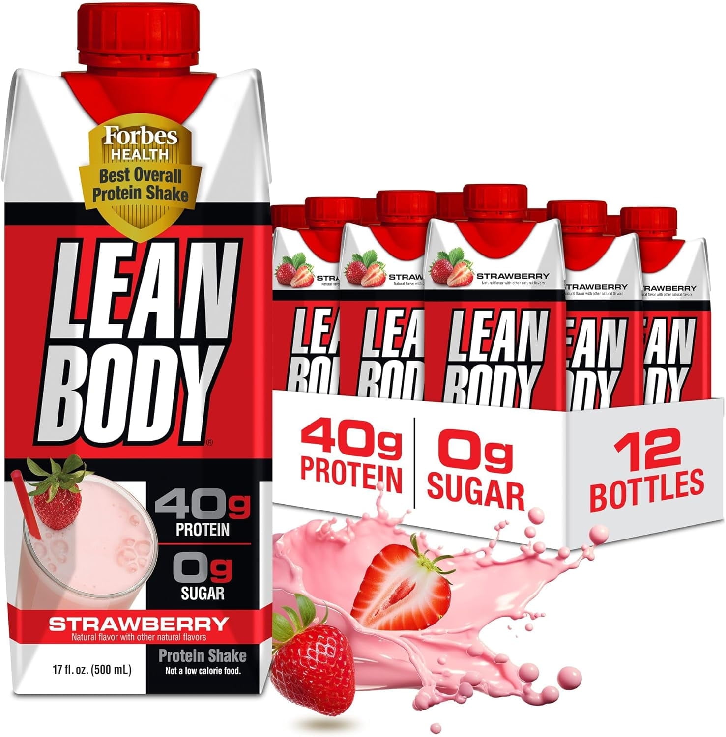 Lean Body Strawberry Protein Shake, 17oz Bottles, 12-Pack - Walmart.com
