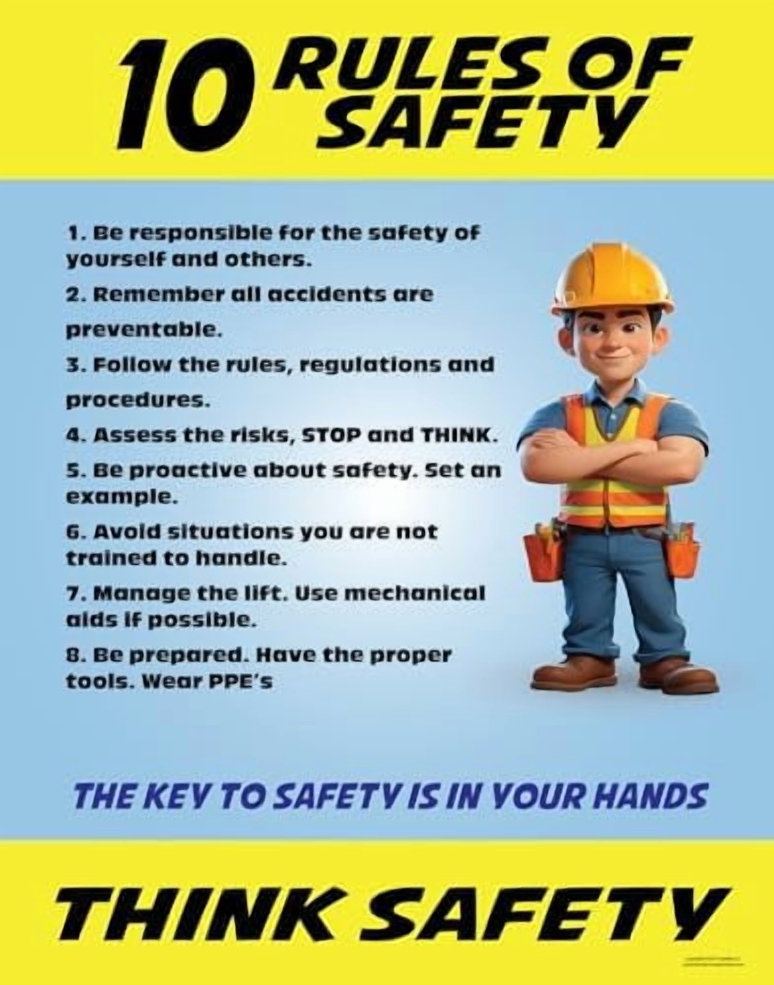 Lean Manufacturing Posters 10 Rules of safety Poster, 11"X 14", Made in ...