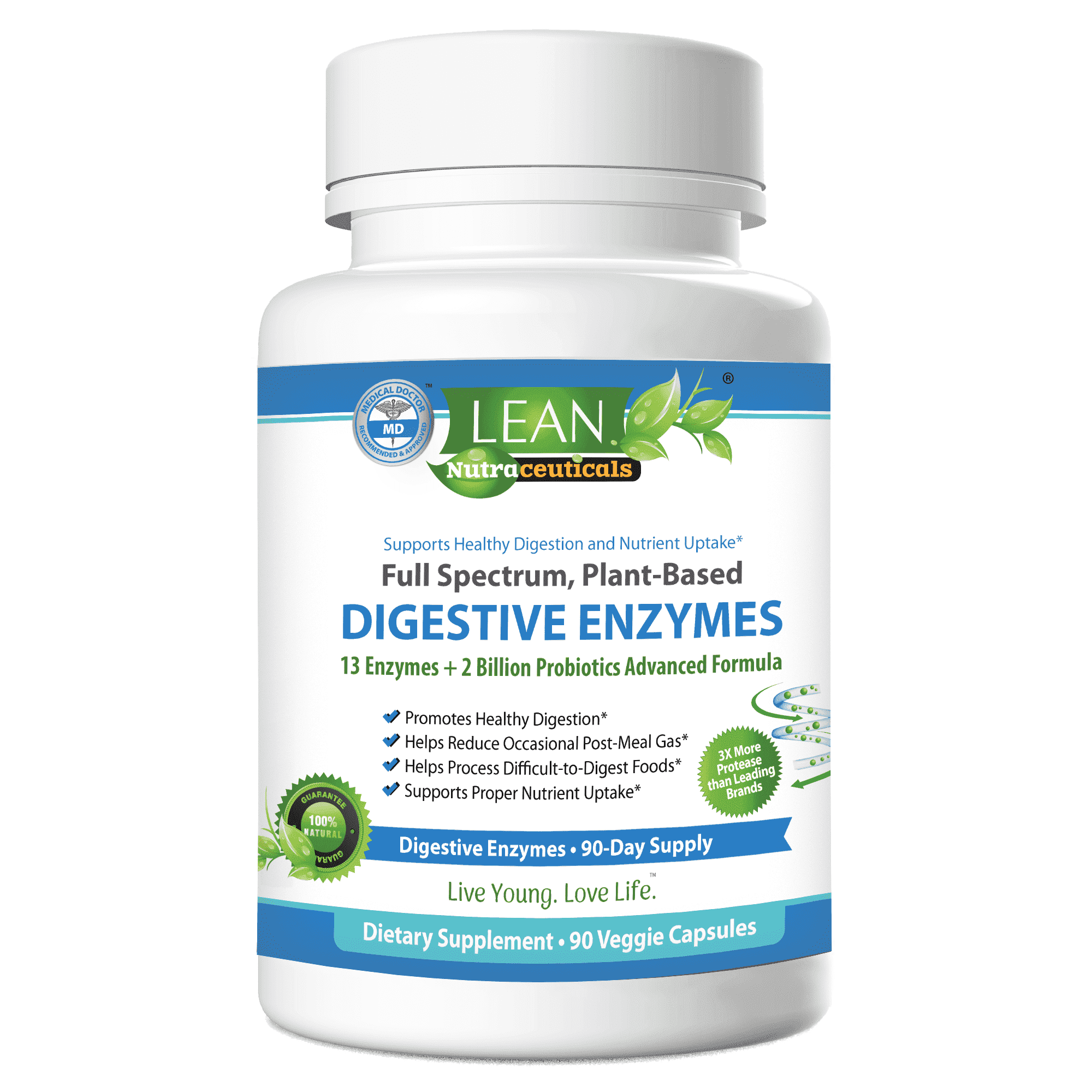 LEAN Nutraceuticals Digestive Enzymes - Plant-Based, Supports Digestion ...