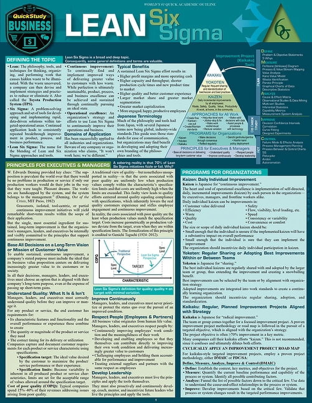 Lean Six SIGMA - Quickstudy: Laminated Reference Guide, (Paperback ...
