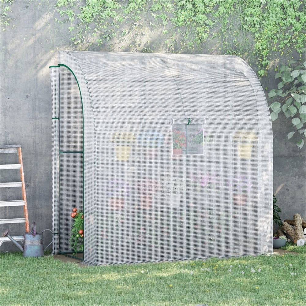 Lean-to Green House, Walk-in Green House, Plant Nursery with 2 Roll-up ...