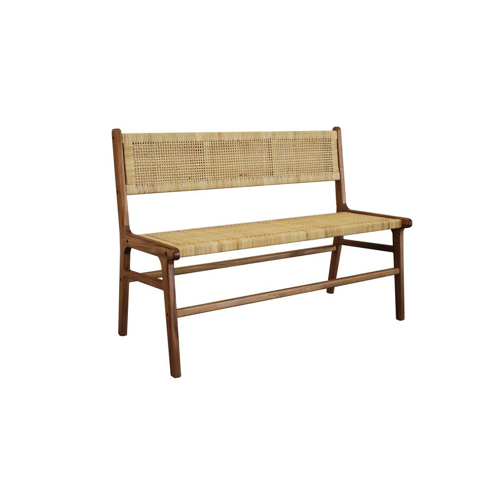 Leana Rattan Bench - Caramel - Walmart.com