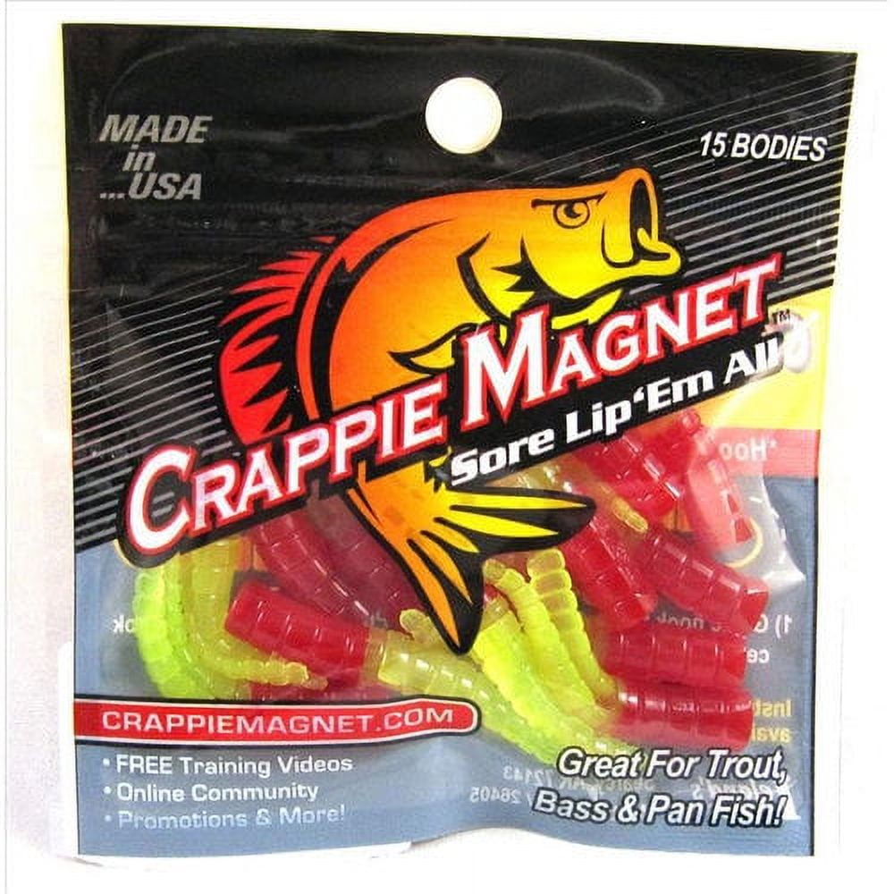 Leand Lures Crappie Magnet Lure Body Pack, Red & Chartreuse, 15 Count ...
