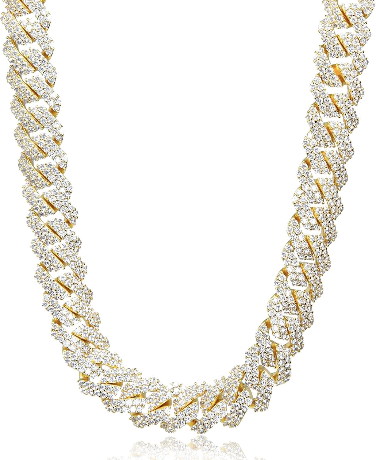 Leander 15mm Full Iced Out Diamond Cuban Link Chain - Hip Hop 18K or ...
