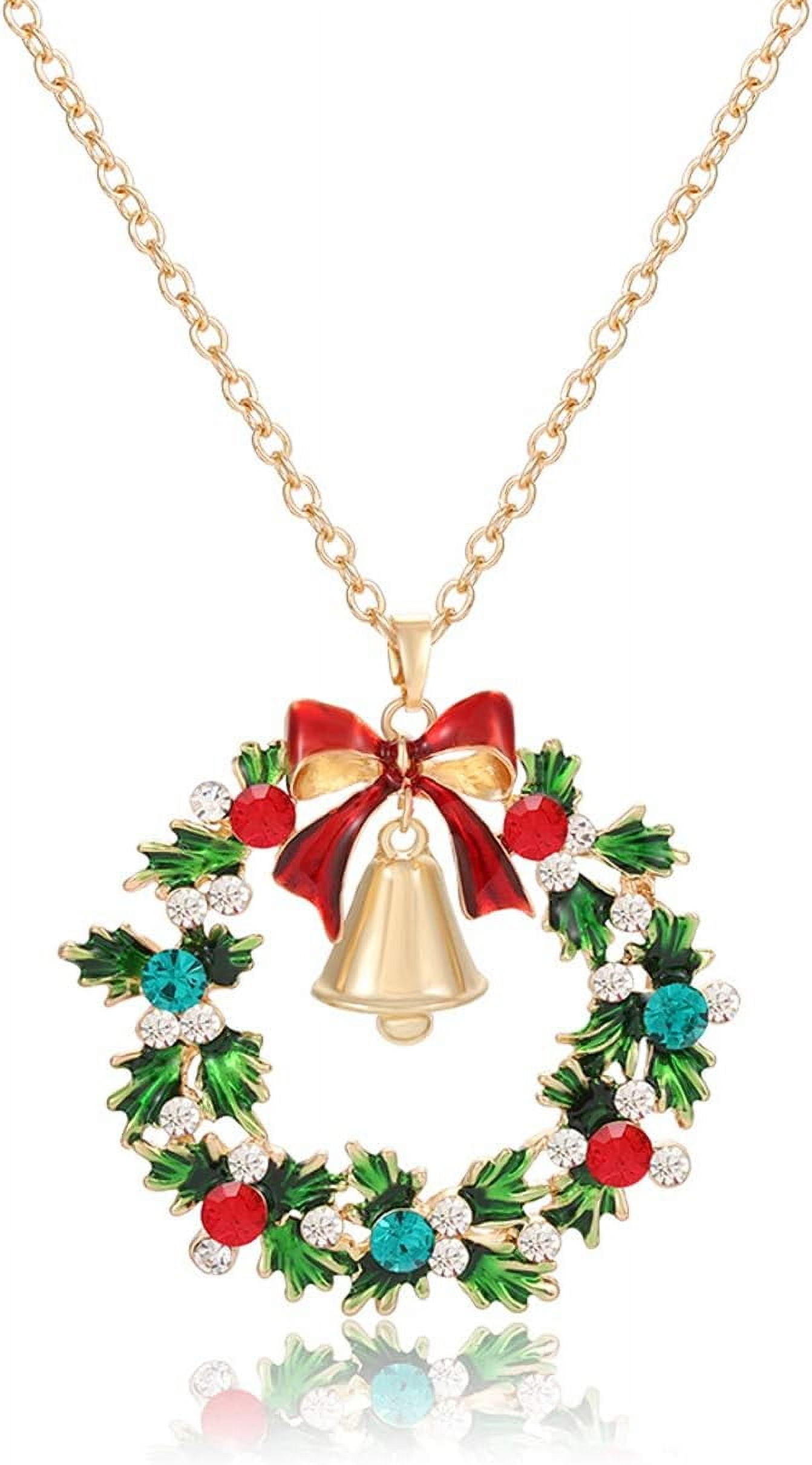 Leander Christmas Necklaces For Women Glitzy Rhinestone Xmas Wreath ...