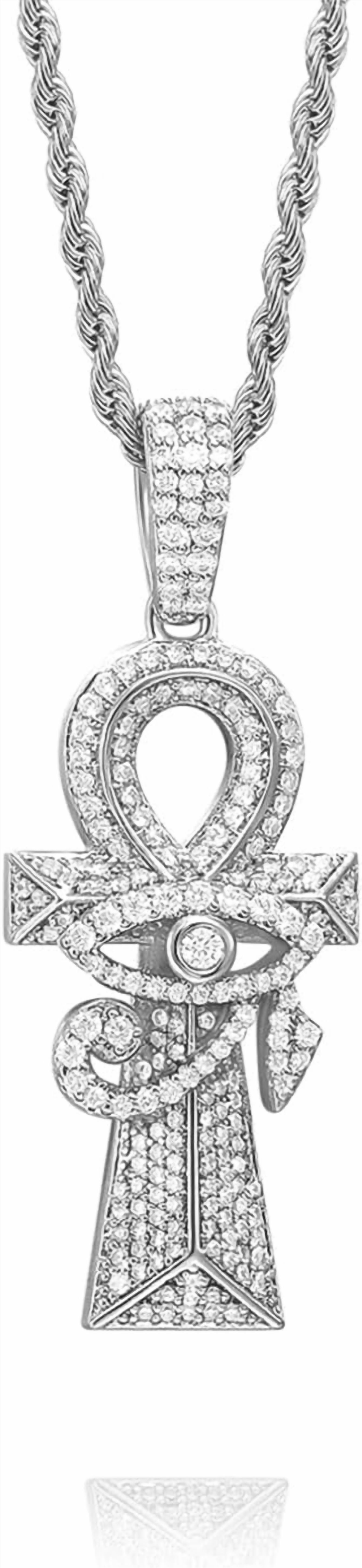 Leander Iced Out Eye of Horus Ankh Cross Pendant Ancient Egyptian ...