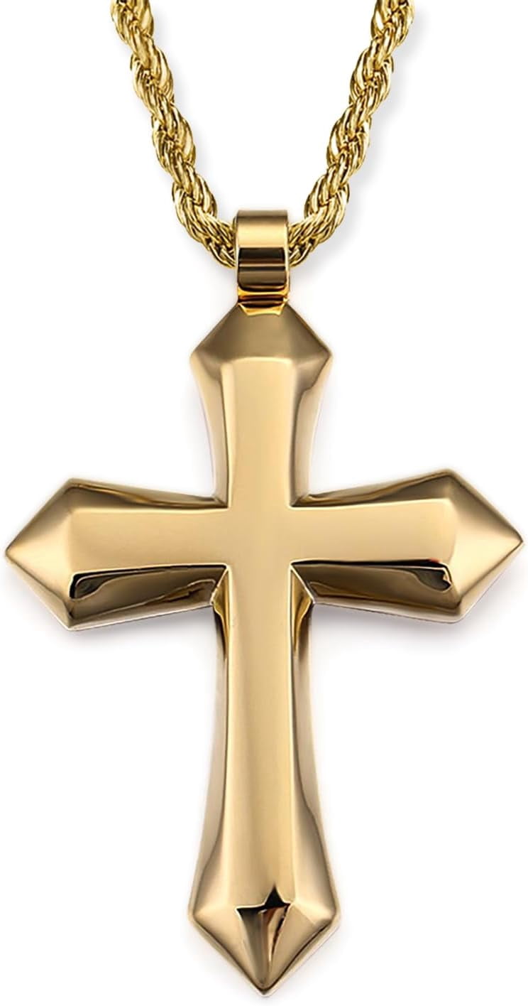 Leander Men's Stainless Steel Large Jesus Christ Cross Pendant Necklace ...