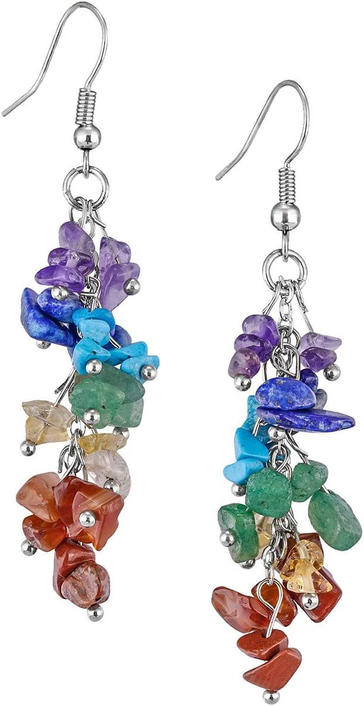 Leander Natural Tumbled Stones Earrings for Women, Reiki Healing ...