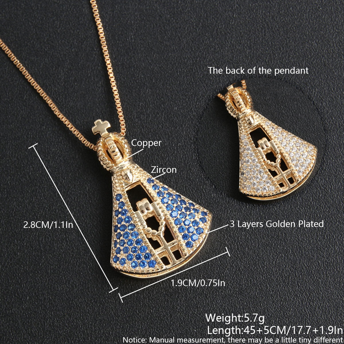 Leander Religious Necklace, 18K Gold-Plated Copper Double-Sided Madonna ...