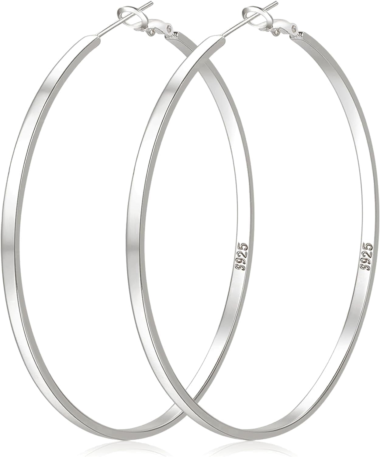 Meraki Miren Sterling Silver Hoop Earrings Large Silver Hoop Earrings ...